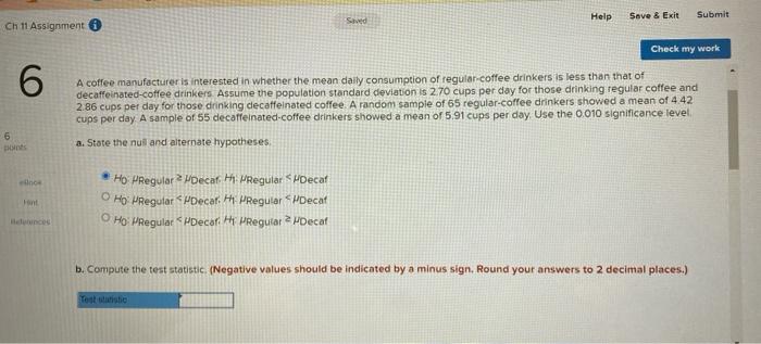 Solved Seved Help Submit Save & Exit Ch 11 Assignment Check | Chegg.com