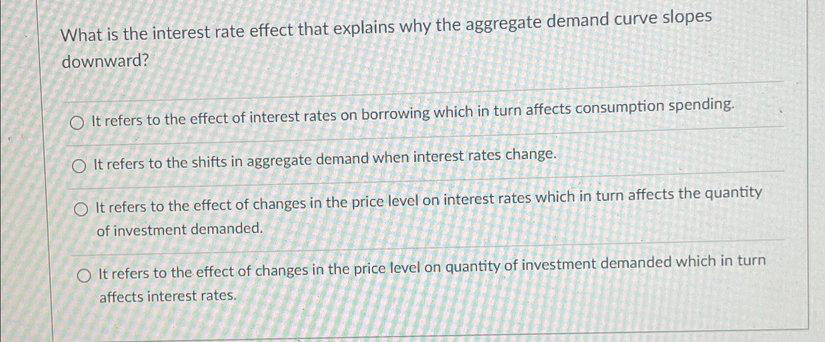 Solved What is the interest rate effect that explains why | Chegg.com
