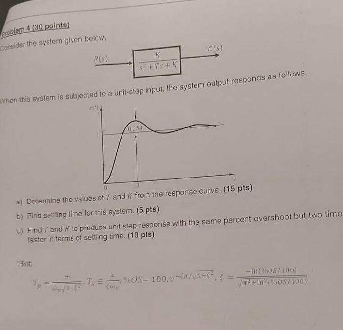 Solved problem 4 (30 points) Consider the system given | Chegg.com