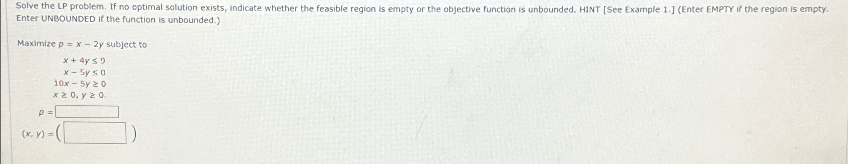 Solved Solve the LP problem. If no optimal solution exists, | Chegg.com