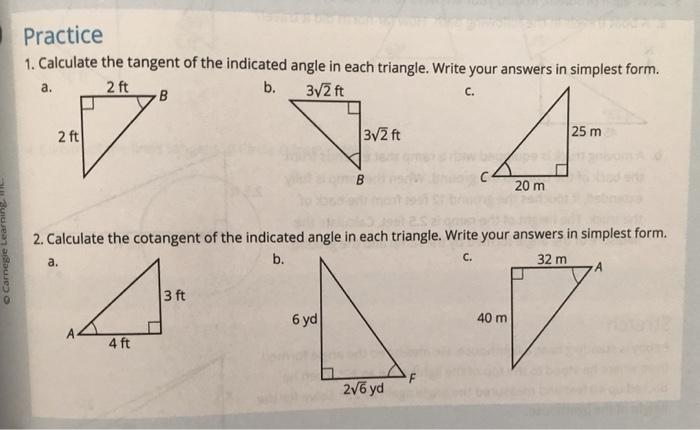 Solved Practice 1. Calculate the tangent of the indicated | Chegg.com