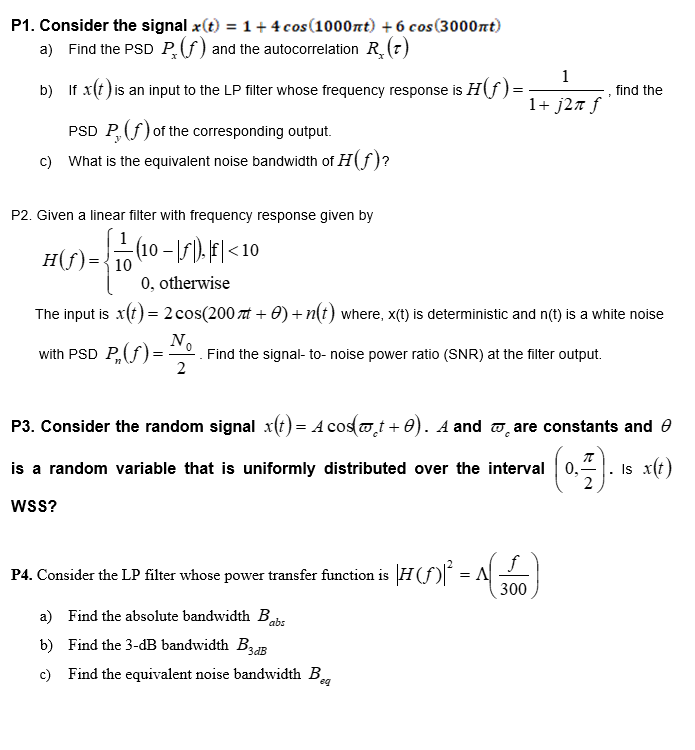 P1. ﻿Consider the signal | Chegg.com