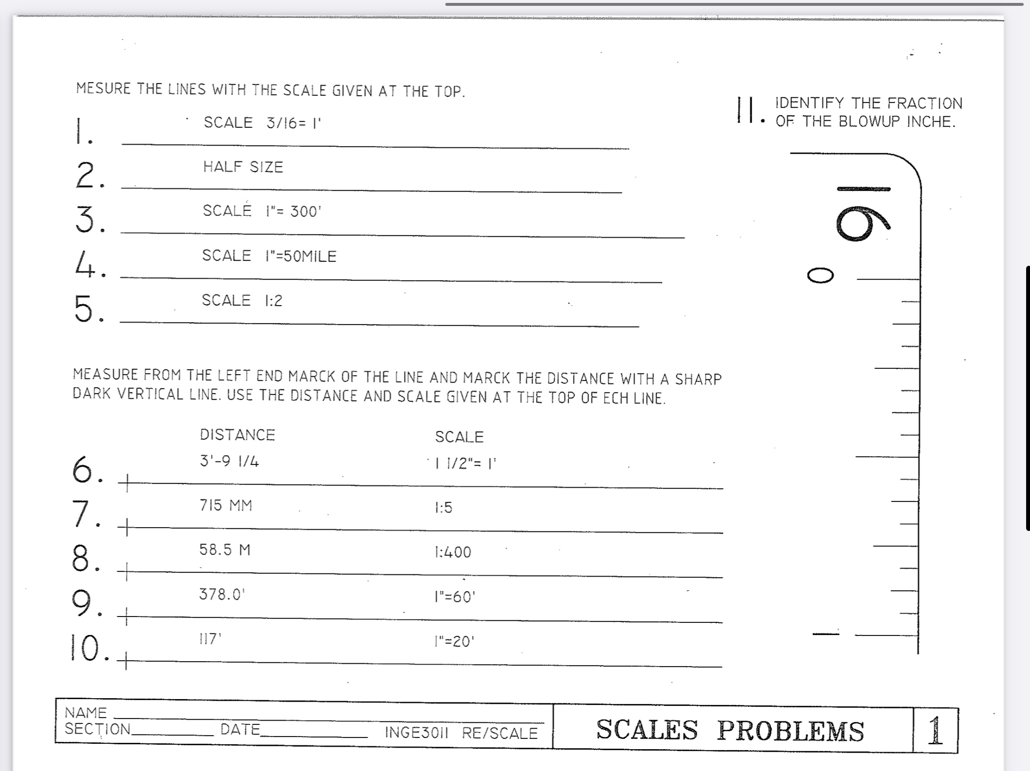 MESURE THE LINES WITH THE SCALE GIVEN AT THE TOP.II | Chegg.com