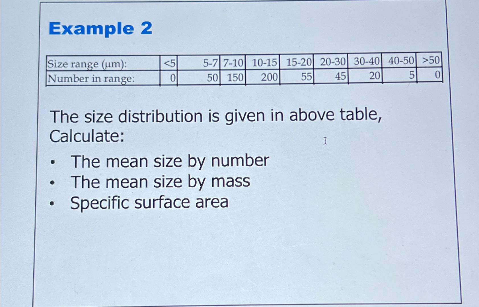 Solved Example 2\table[[Size range | Chegg.com