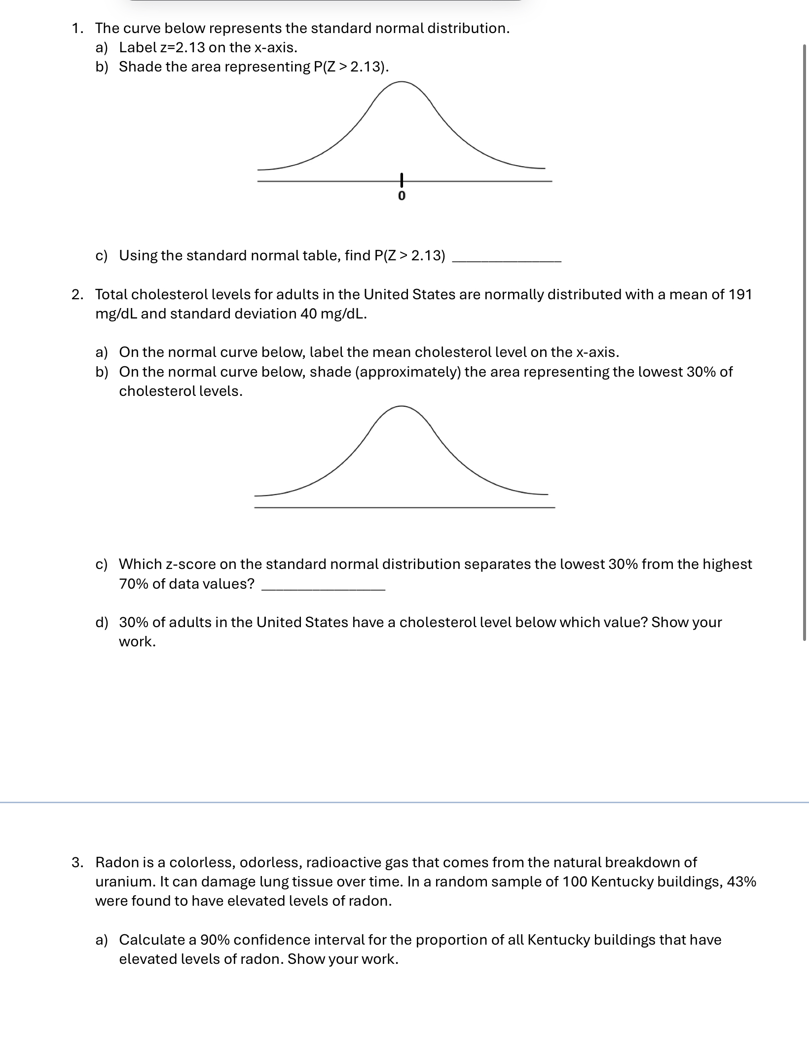 Solved The curve below represents the standard normal | Chegg.com