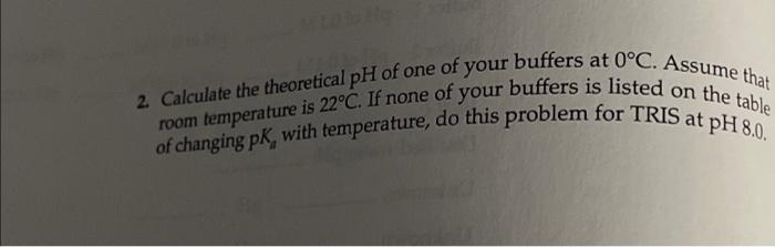 Solved 2. Calculate the theoretical pH of one of your | Chegg.com
