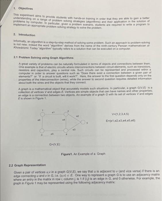 1. Objectives This experiment aims to provide | Chegg.com