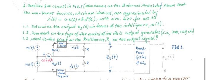 Solved 1. Consider the cireuit in Fig.t (also known as the | Chegg.com