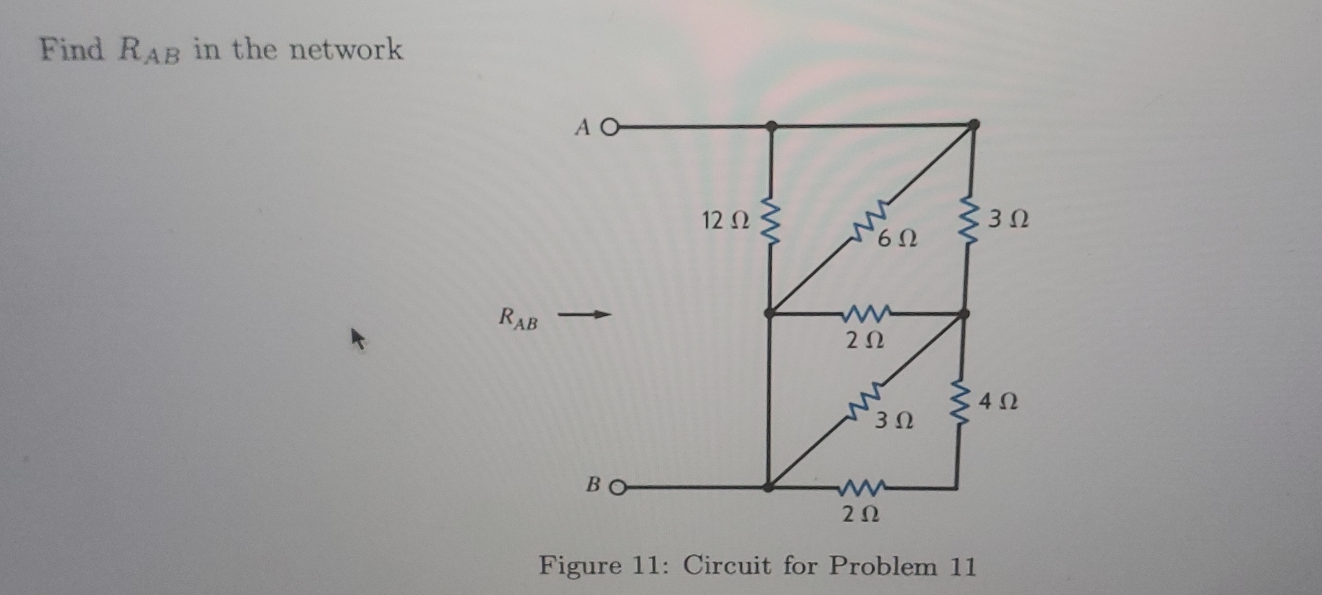Solved Find RAB ﻿in the networkFigure 11: Circuit for | Chegg.com