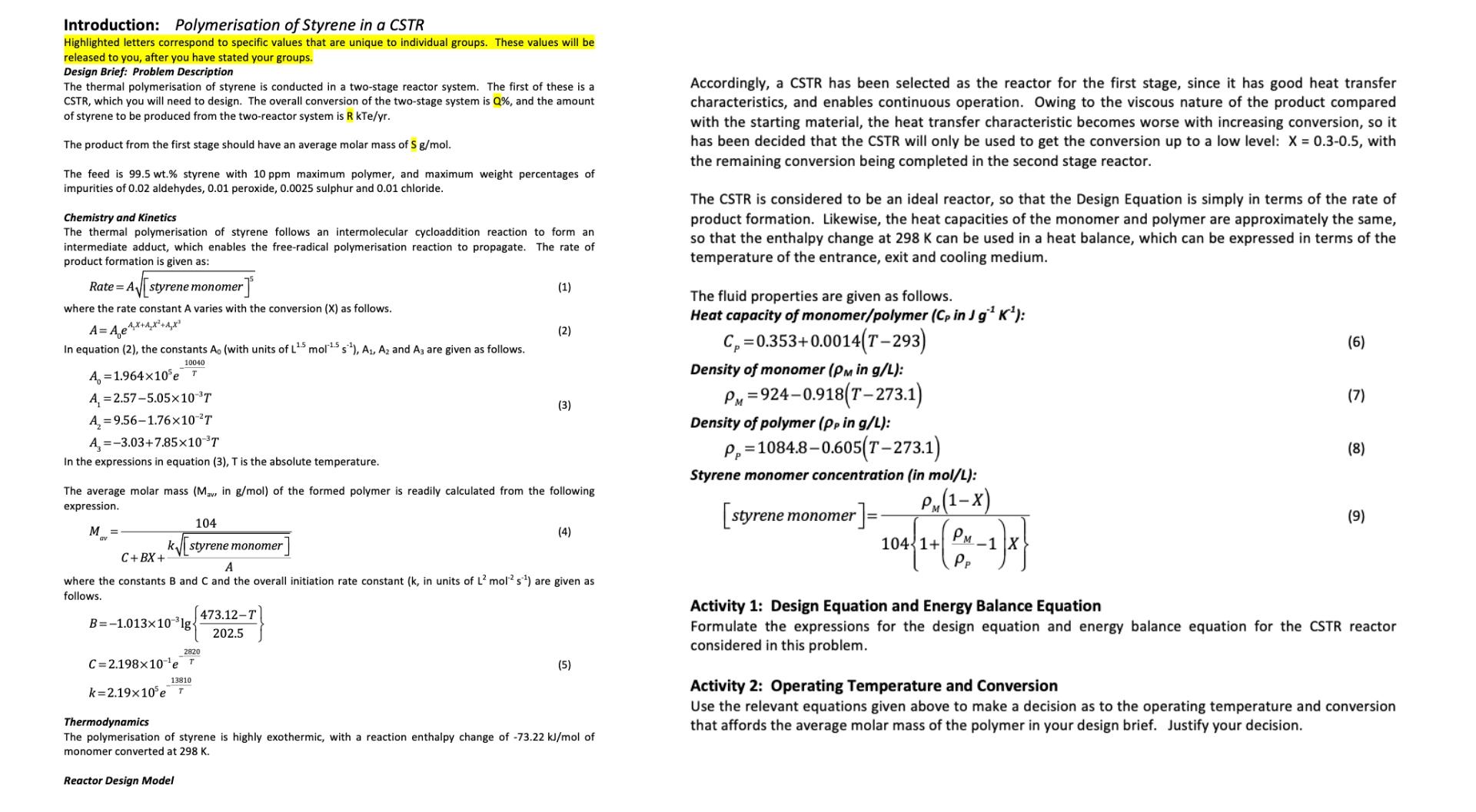 Solved Introduction: Polymerisation of Styrene in a | Chegg.com
