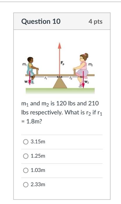 Solved m1 and m2 is 120lbs and 210 Ibs respectively. What is | Chegg.com