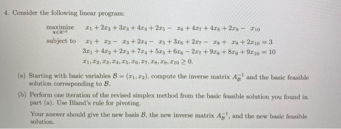 4. Consider the following linear program: maximize | Chegg.com
