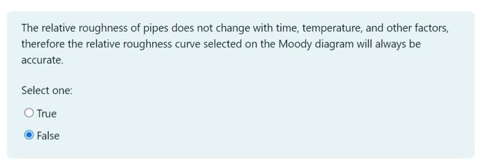 Solved The relative roughness of pipes does not change with | Chegg.com