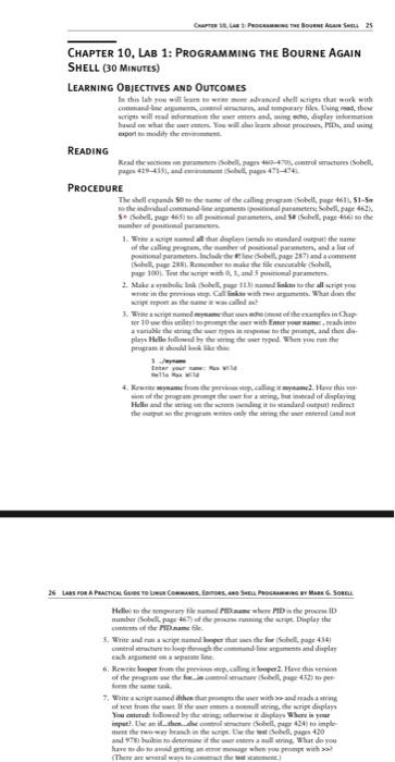 Solved CHAPTER 10, LAB 1: PROGRAMMING THE BOURNE AGAIN SHELL | Chegg.com