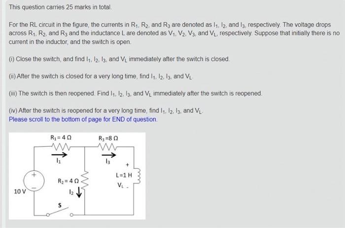 Solved This question carries 25 marks in total. For the RL | Chegg.com