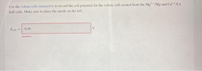 Solved Use the voltaic cells interactive to record the cell | Chegg.com