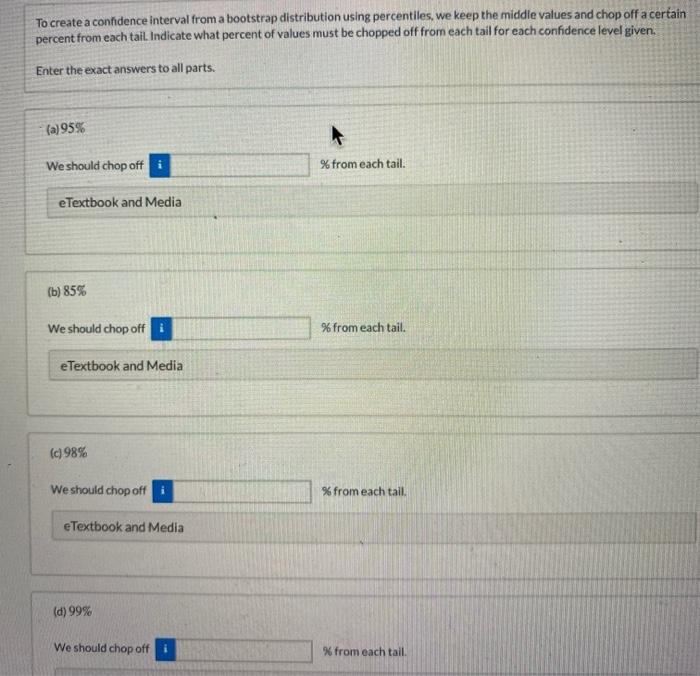 Solved To create a confidence interval from a bootstrap | Chegg.com