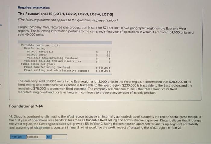 Solved Required information The Foundational 15 [L07-1, | Chegg.com