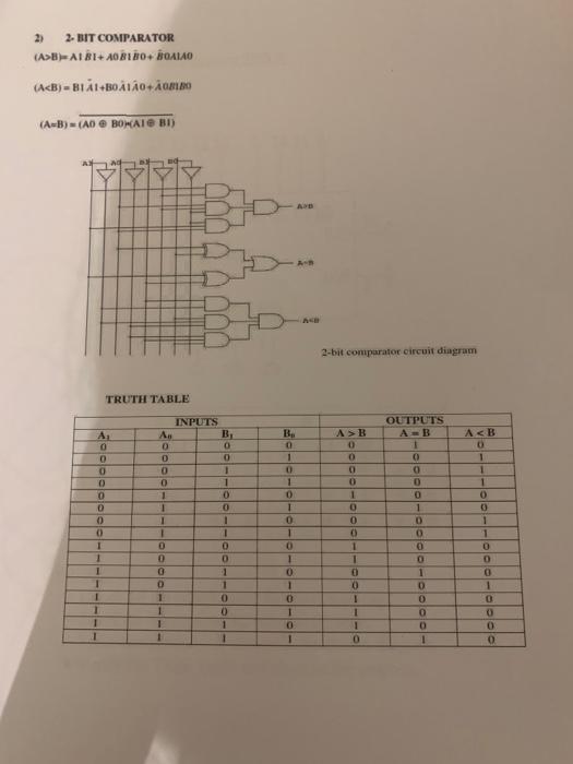 Experiment 8 COMPARATORS AIM: To realize One & Two | Chegg.com