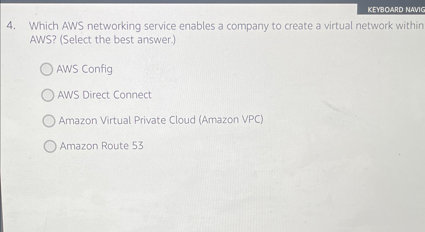 Solved KEYBOARD NAVIG4. ﻿Which AWS networking service | Chegg.com