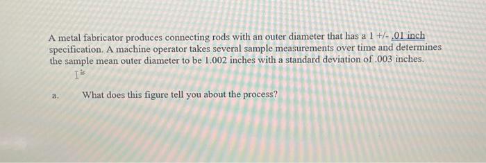 Solved A metal fabricator produces connecting rods with an | Chegg.com