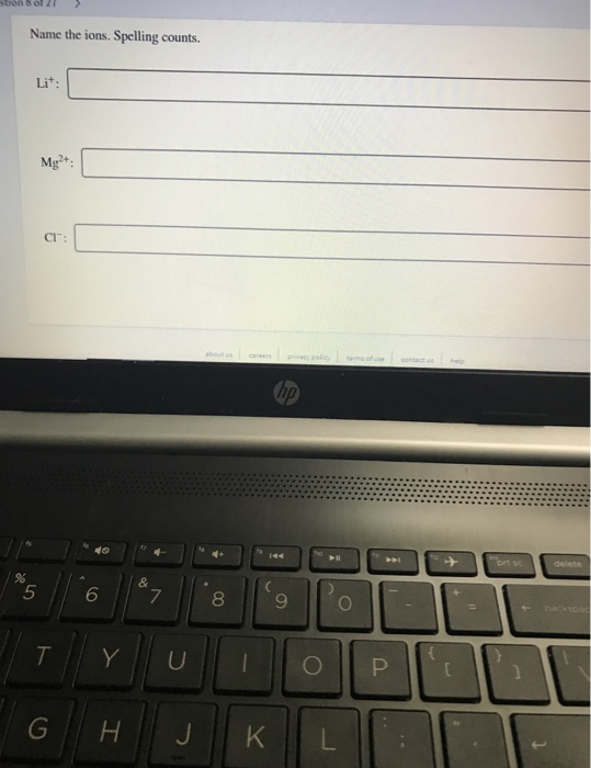 Solved Name the ions. Spelling counts. Lit: Mg2+: ho G H | Chegg.com