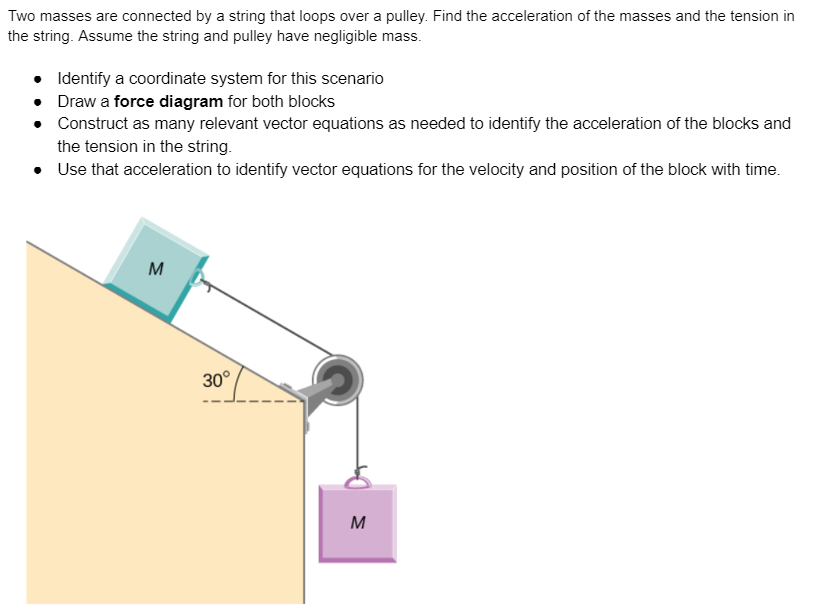Solved Two masses are connected by a string that loops over | Chegg.com
