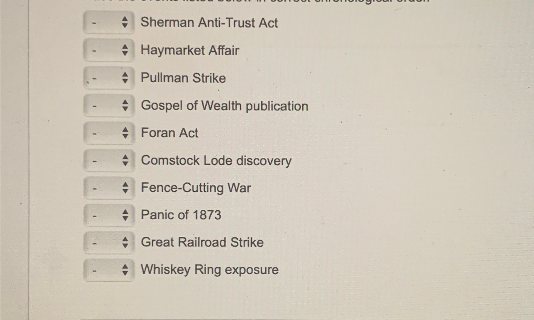 Sherman Anti-Trust ActHaymarket AffairPullman | Chegg.com