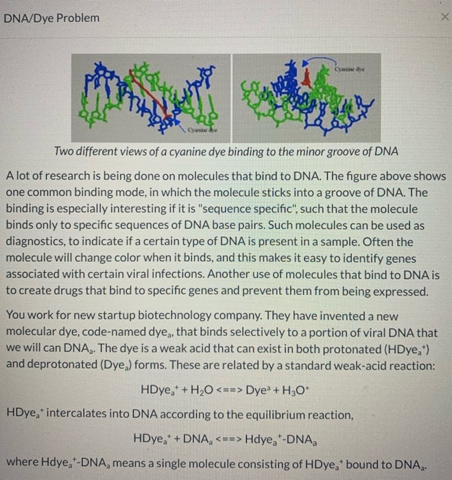 DNA/Dye Problem Two different views of a cyanine dye | Chegg.com