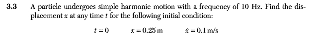 Solved 3.3 ﻿A particle undergoes simple harmonic motion with | Chegg.com