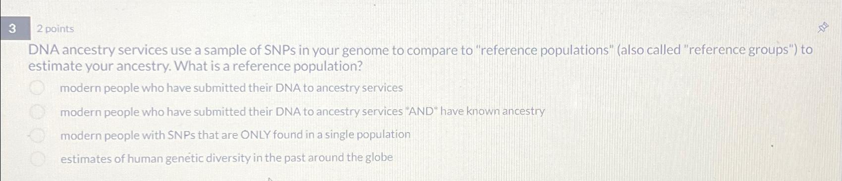 Solved DNA ancestry services use a sample of SNPs in your | Chegg.com
