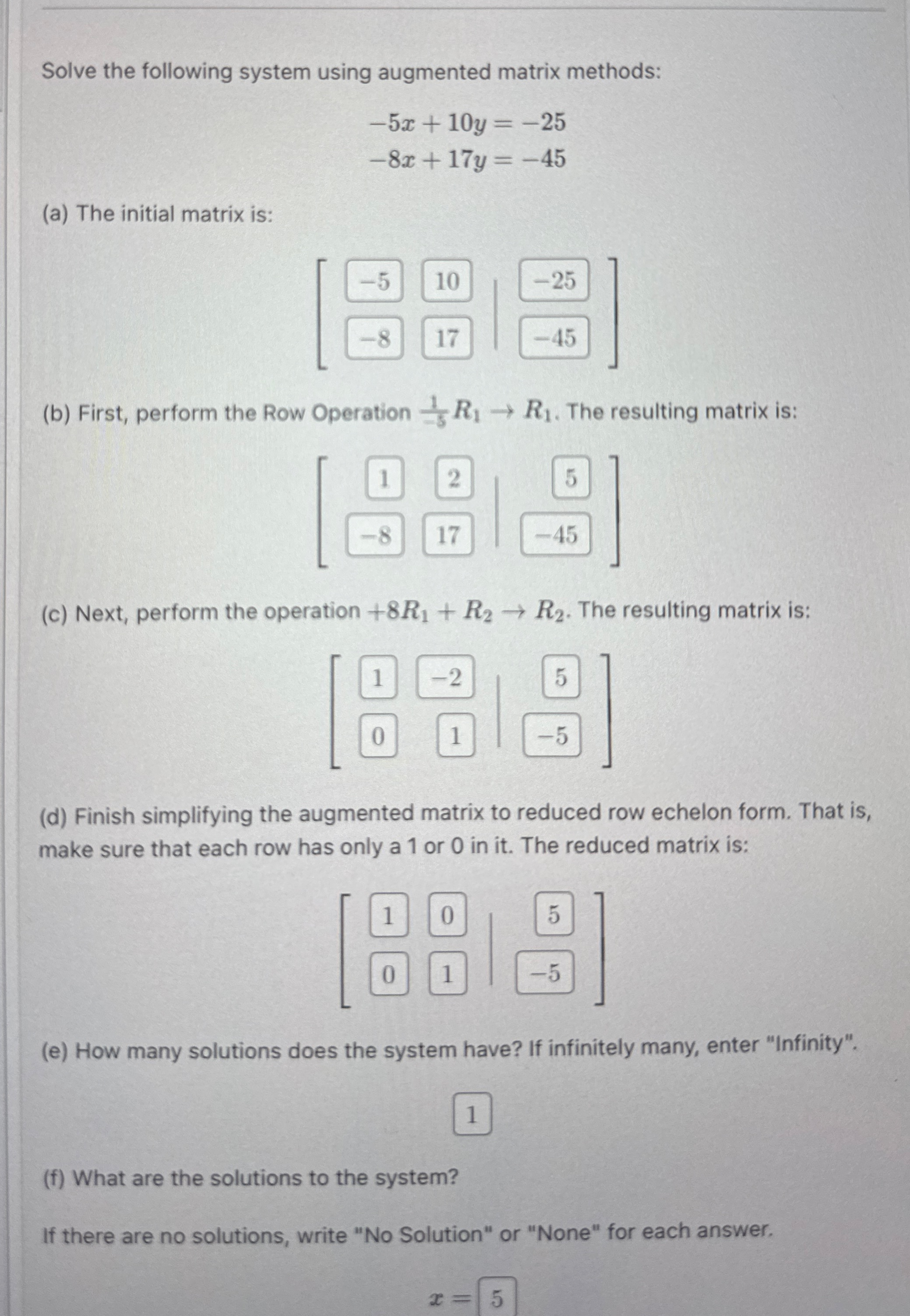 Solved Solve the following system using augmented matrix | Chegg.com