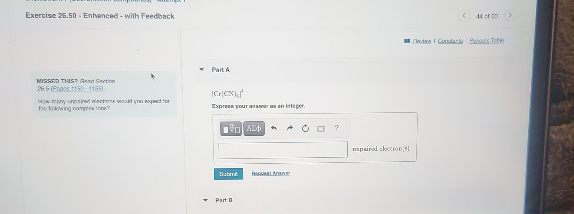 Solved Exercise 26.50 - Enhanced - with Feedback MISSED | Chegg.com