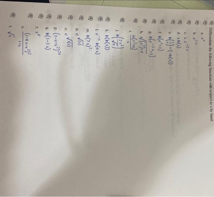 Solved Differentiate the following functions with respect to | Chegg.com