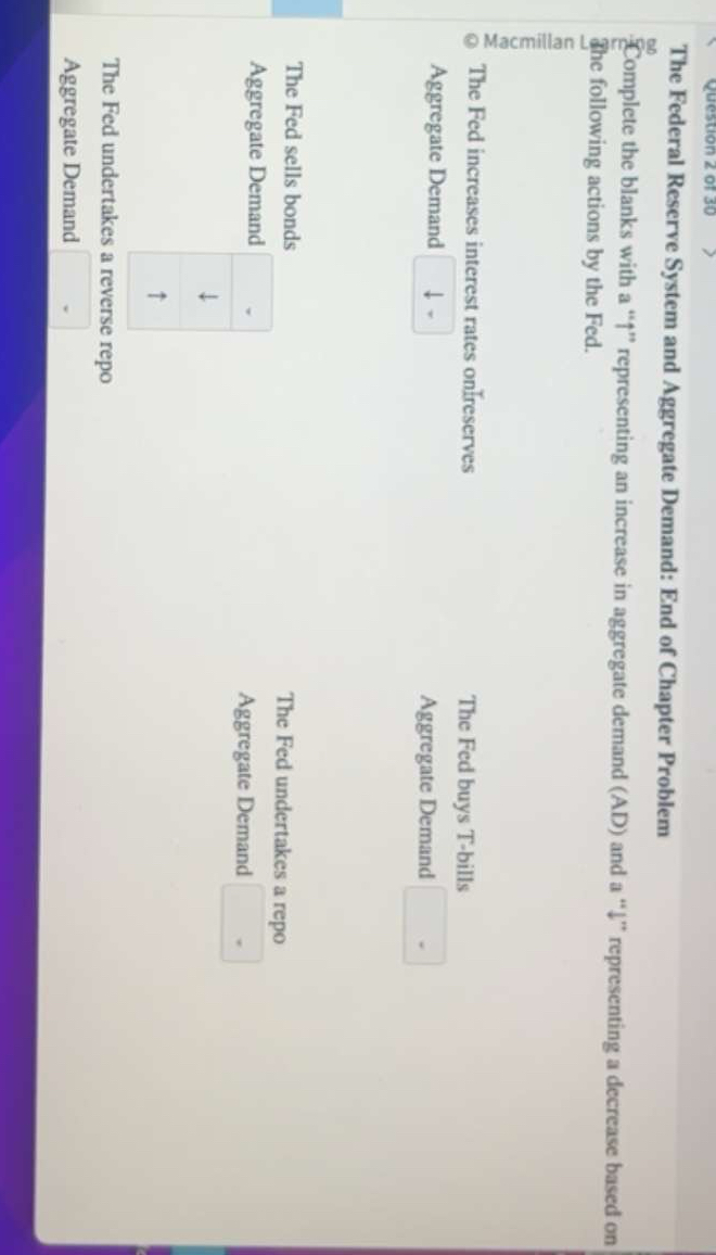 Solved The Federal Reserve System and Aggregate Demand: End | Chegg.com
