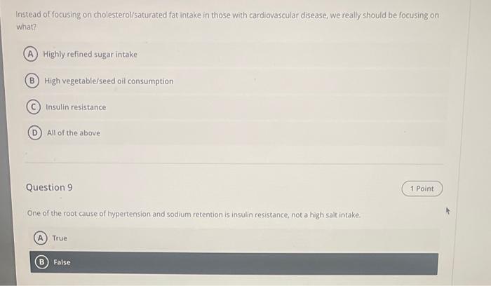 Solved Instead of focusing on cholesterol/saturated fat | Chegg.com