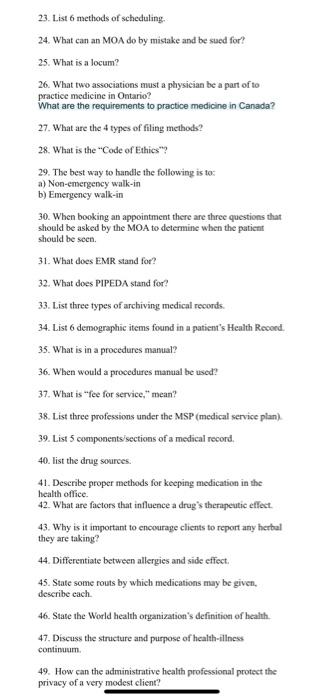 Solved Review for Medical Office Administration Exam Page 3 | Chegg.com