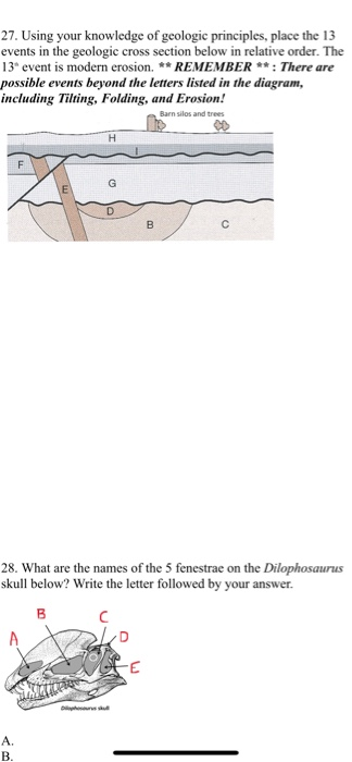 Solved 27. Using your knowledge of geologic principles, | Chegg.com