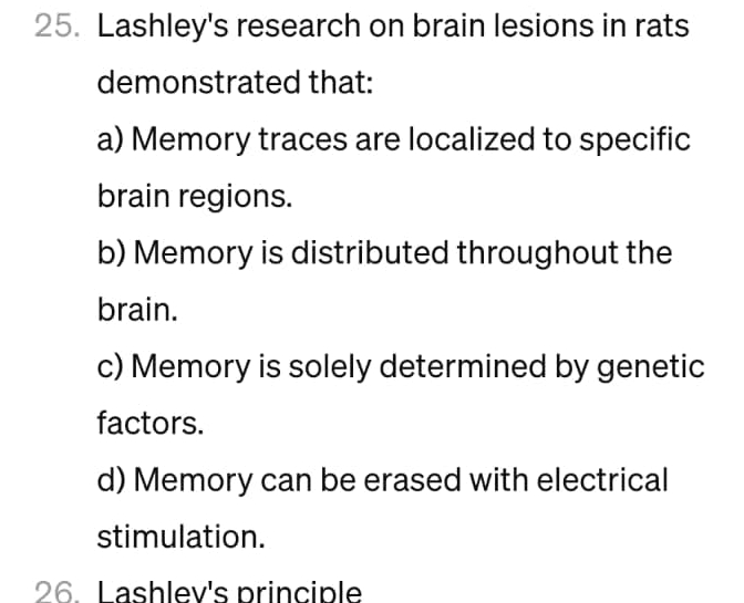 Solved Lashley's research on brain lesions in rats | Chegg.com