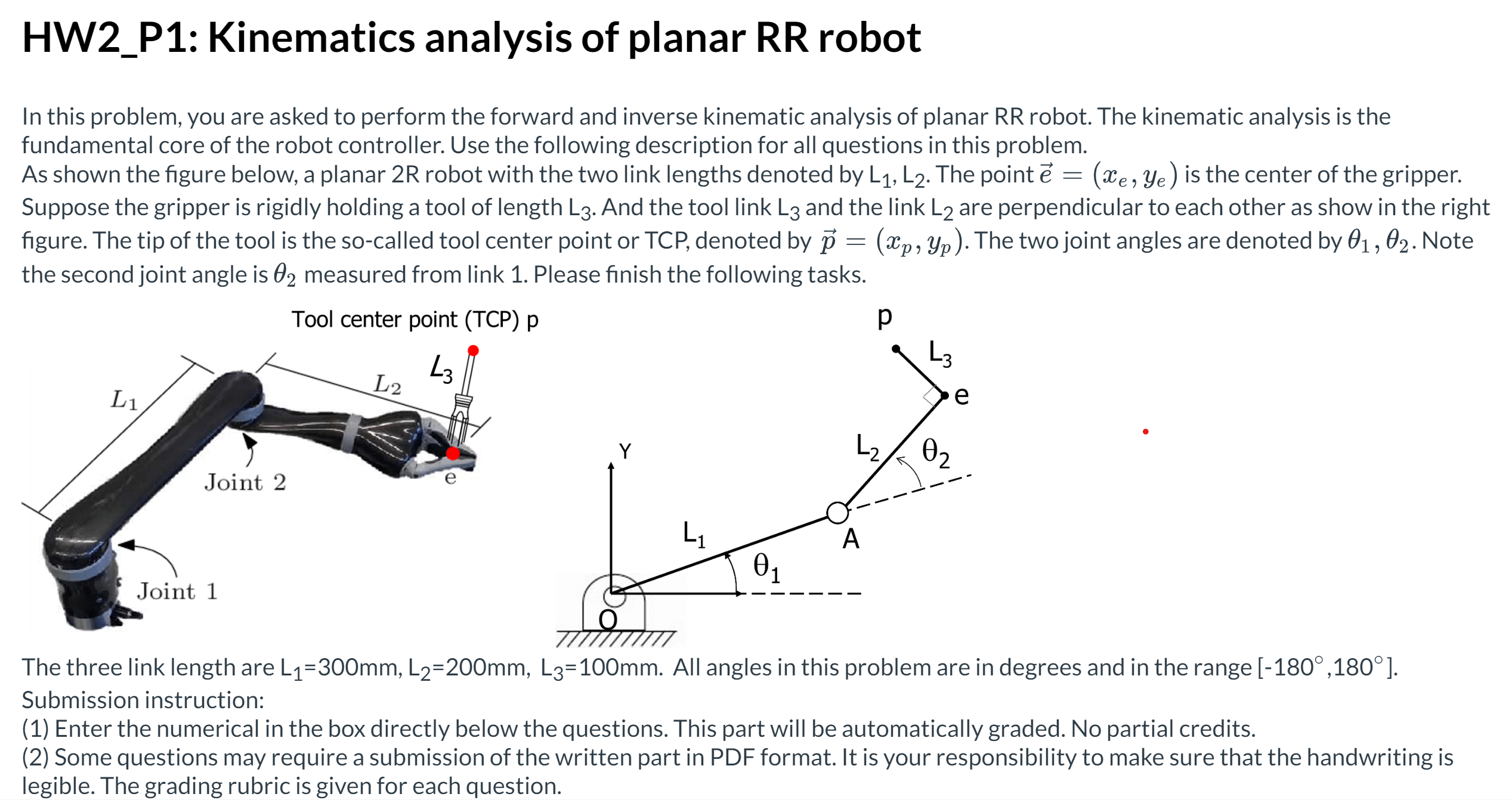 Solved Forward kinematics: for the planar RR robot shown in | Chegg.com