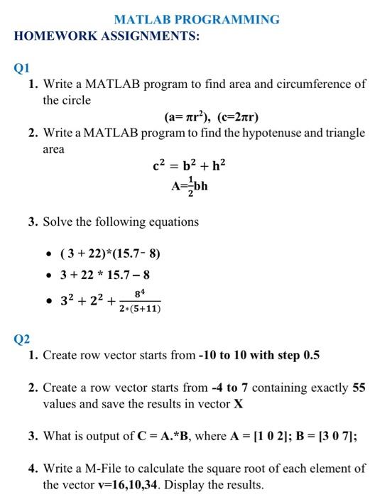 Solved Matlab Programming Homework Assignments Q1 1 Write