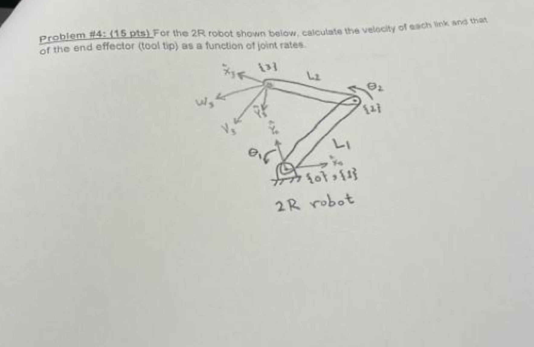 Solved Problem #4: (115 ﻿pts). ﻿For the 2R robot shown | Chegg.com