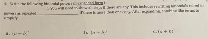 Solved 5. Write the following binomial powers in expanded | Chegg.com
