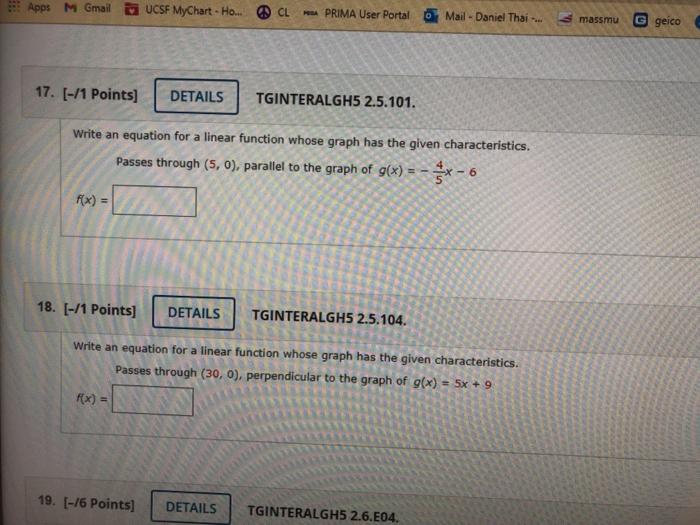 Solved Apps M Gmail UCSF MyChart - Ho... CL A PRIMA User | Chegg.com