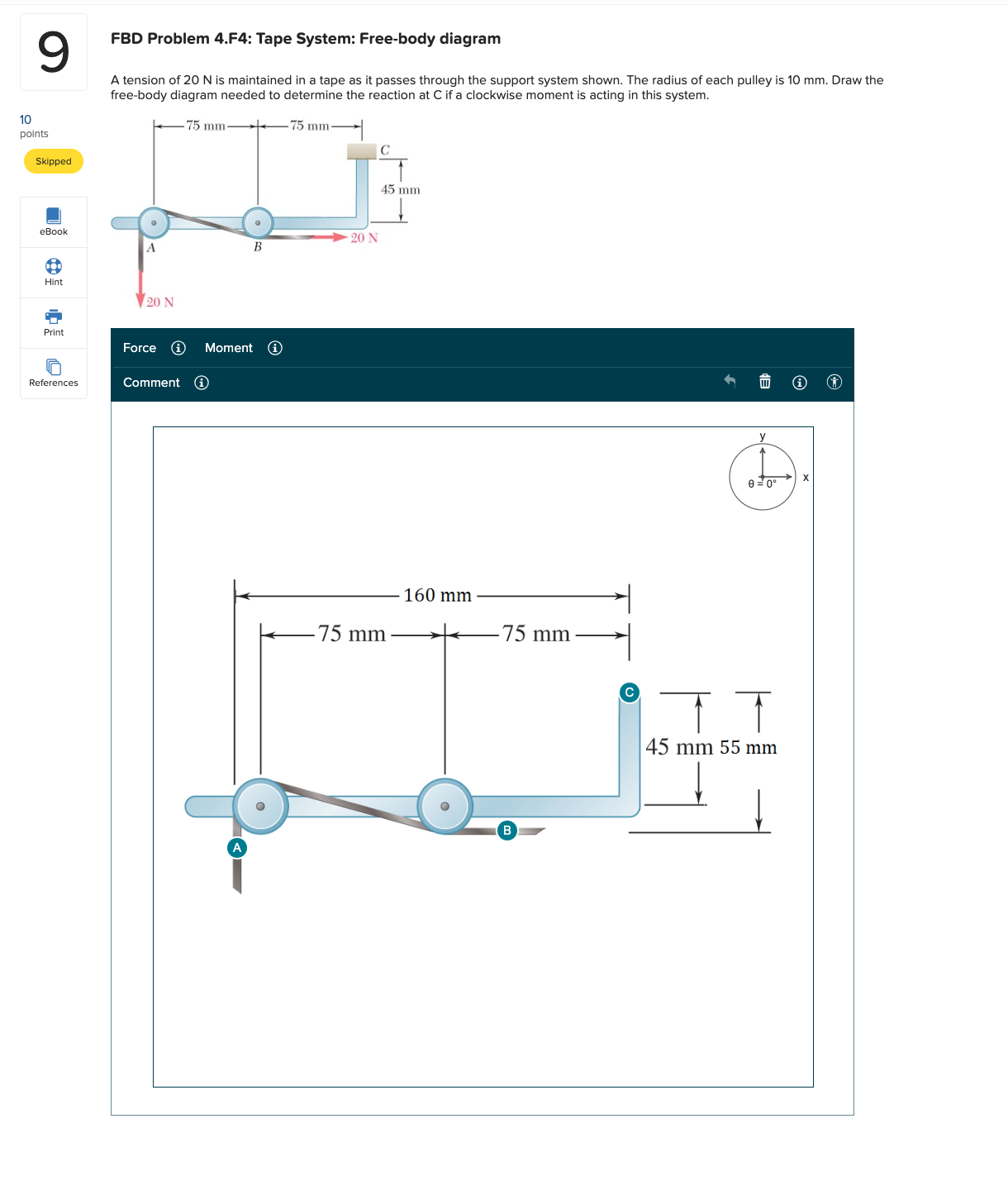 Solved 9 ﻿FBD Problem 4.F4: Tape System: Free-body diagram A | Chegg.com