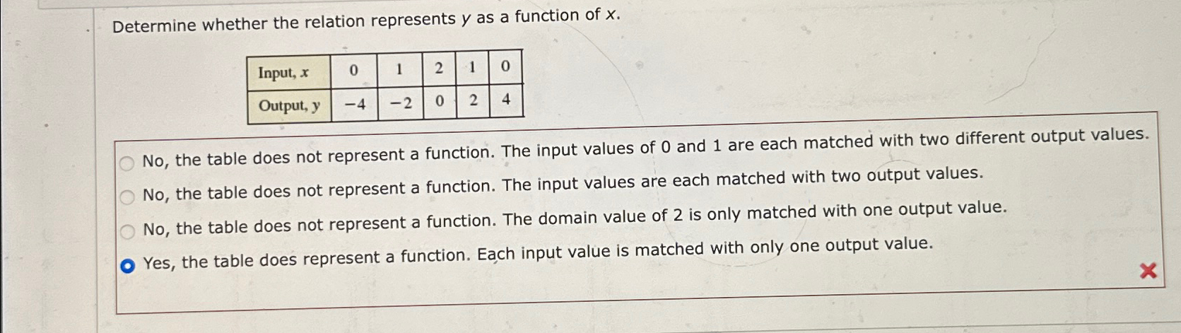 Solved Determine whether the relation represents y ﻿as a | Chegg.com