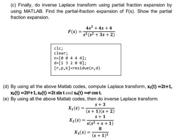 Solved (c) Finally, do inverse Laplace transform using | Chegg.com