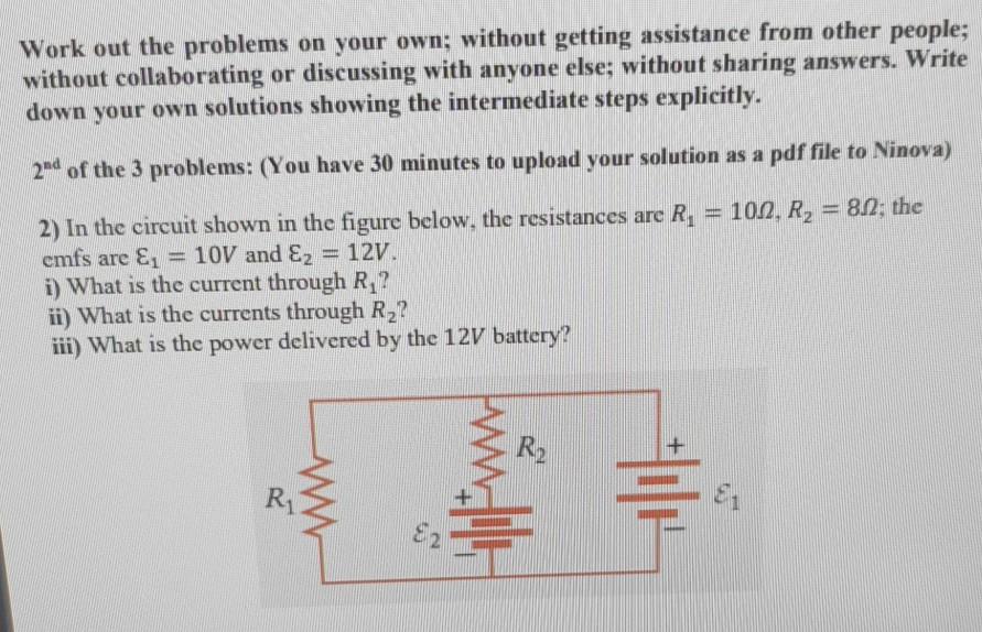 Solved Work out the problems on your own; without getting | Chegg.com