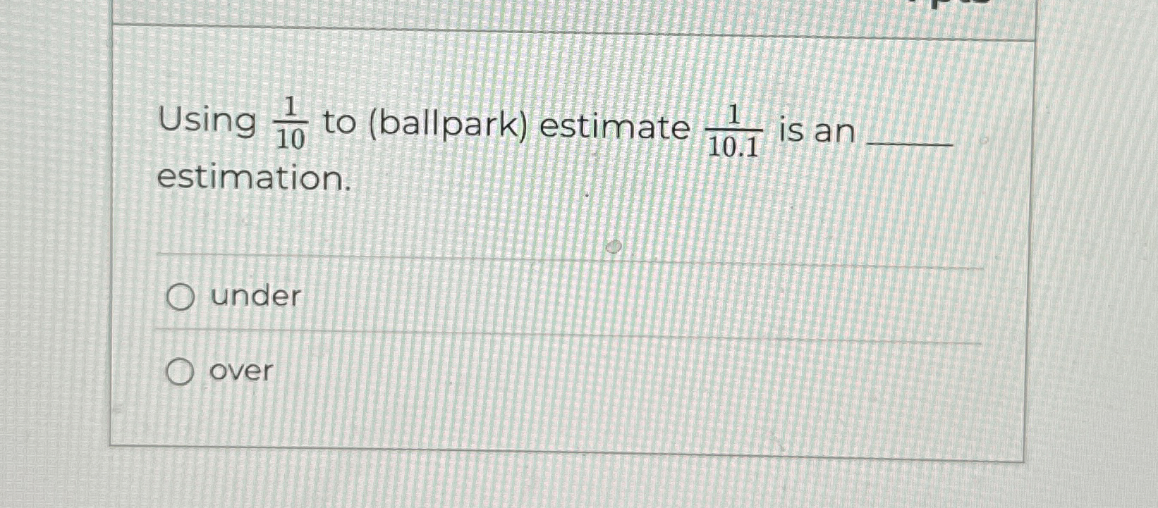 Solved Using 110 ﻿to (ballpark) ﻿estimate 110.1 ﻿is | Chegg.com