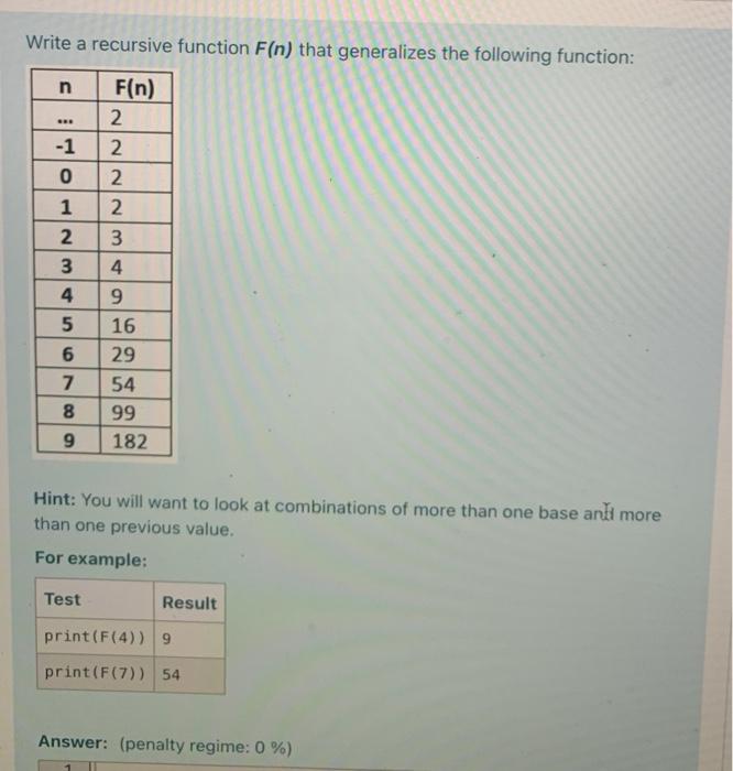 Solved Write A Recursive Function Fn That Generalizes The 4275